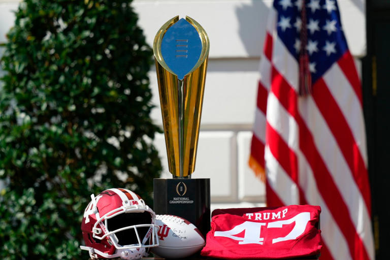 AP photos: Indiana football team visits White House after winning 2026 ...