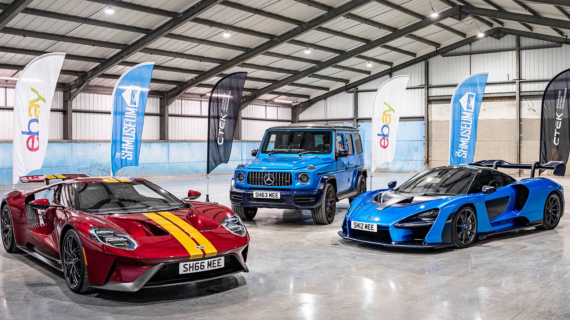 Ford GT and McLaren Senna displayed inside the Shmuseum