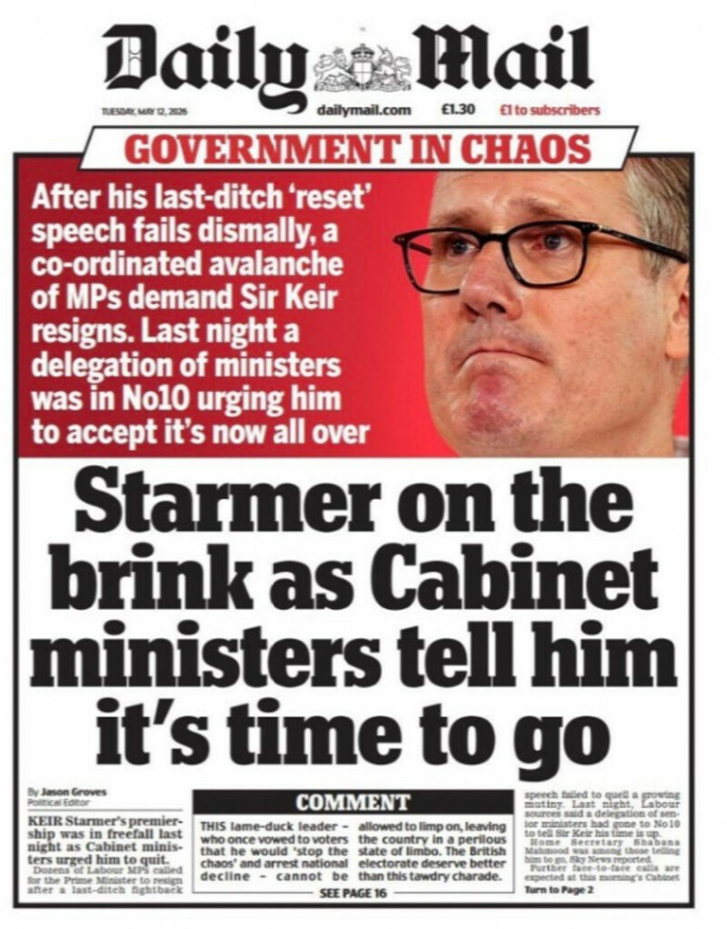 'Open revolt' leaves Starmer 'on the brink' - UK papers react to ...