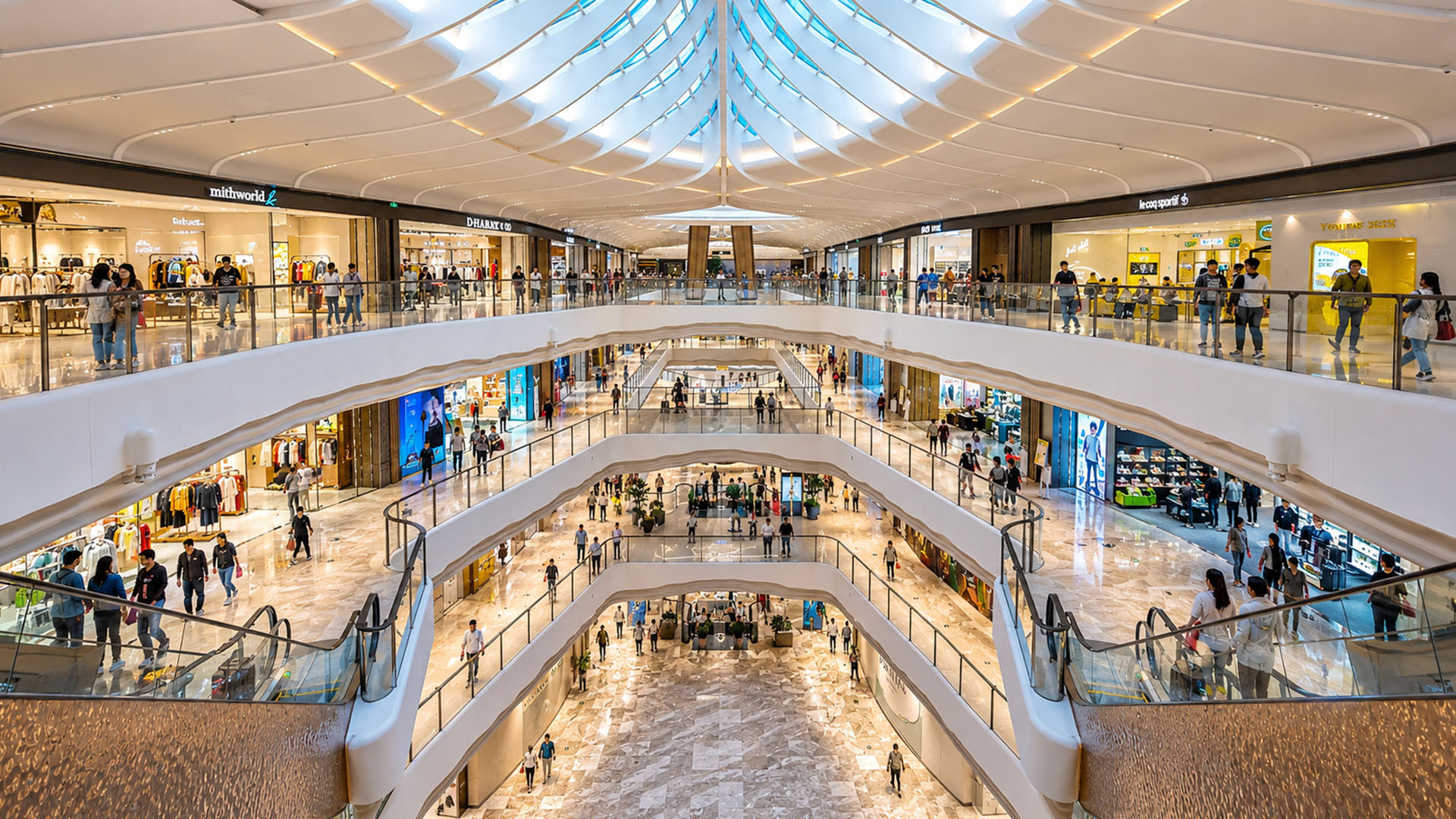 This mall changes its look and mood on every level