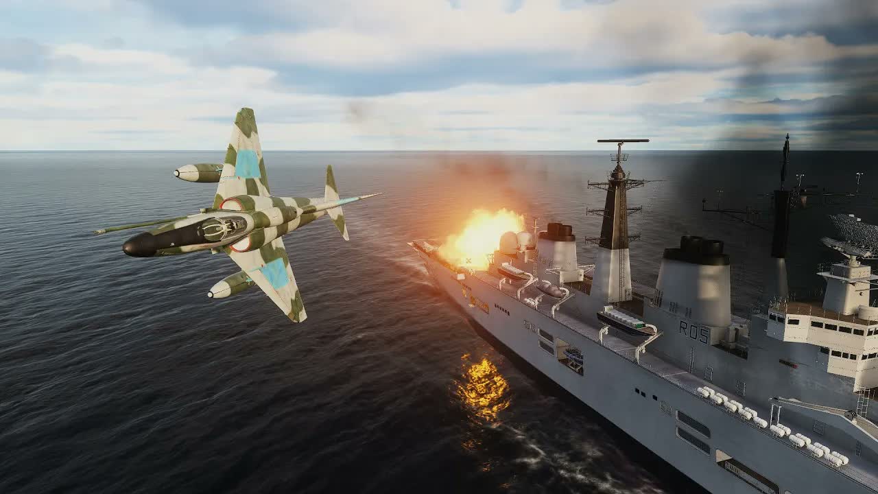 Watch Britain’s 20,000 ton HMS Invincible face a brutal missile strike