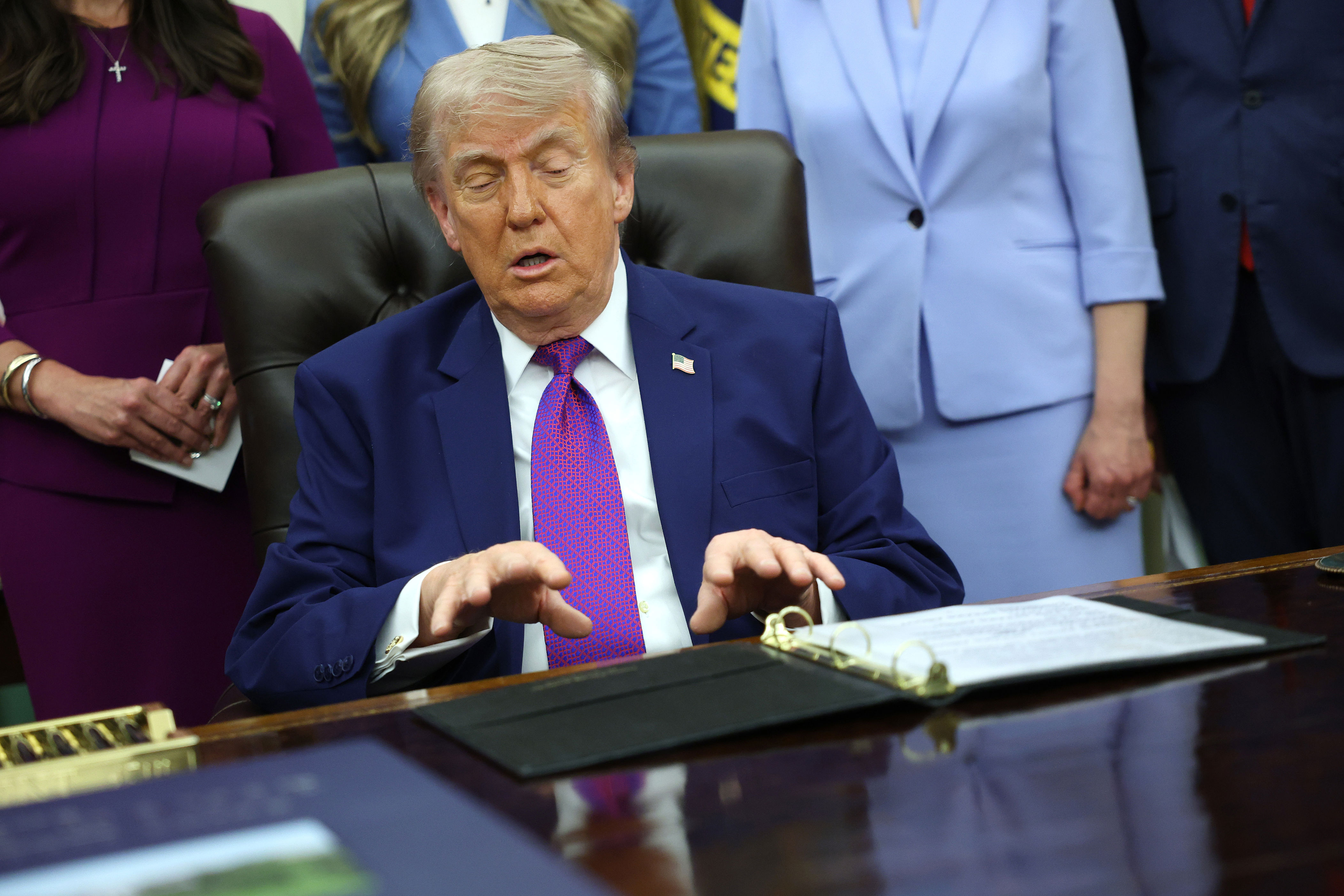 Did Trump fall asleep during meeting? White House says he was 'blinking'