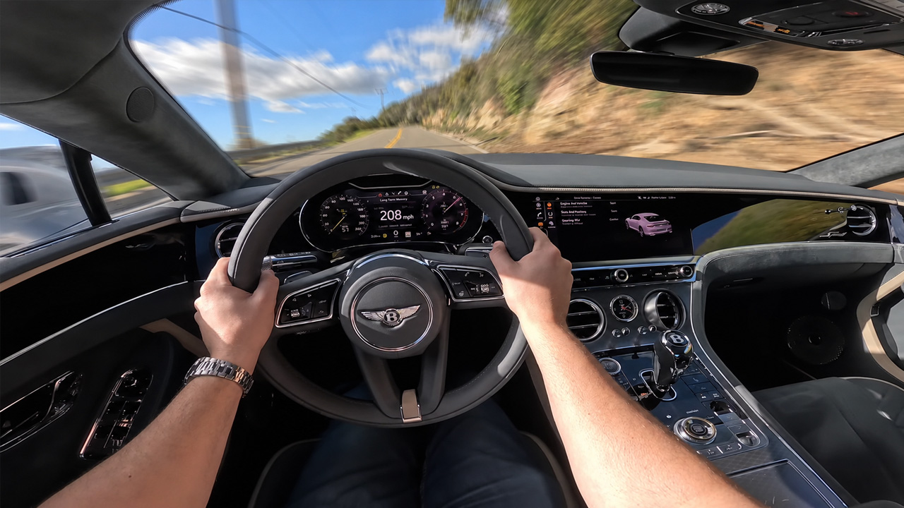 POV drive Bentley Continental GT Speed hitting 208mph