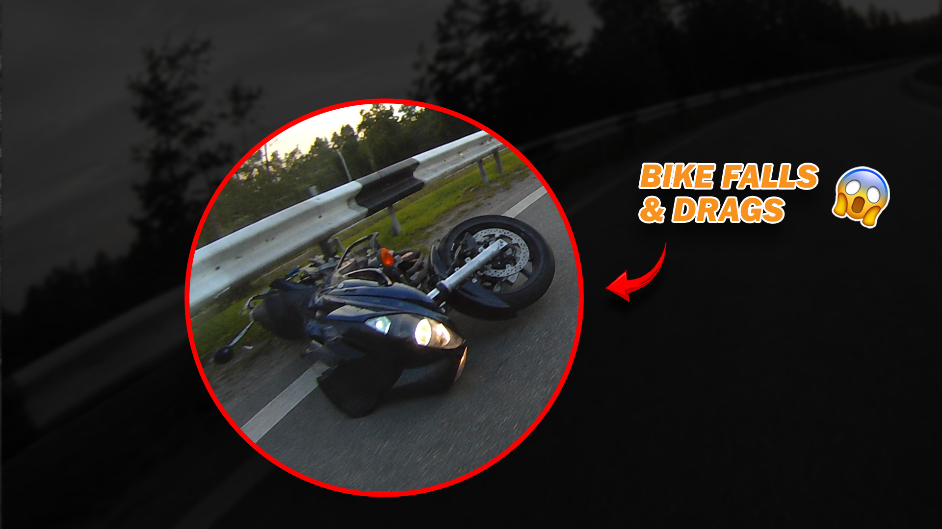 Motorcyclist loses control and gets dragged after crash