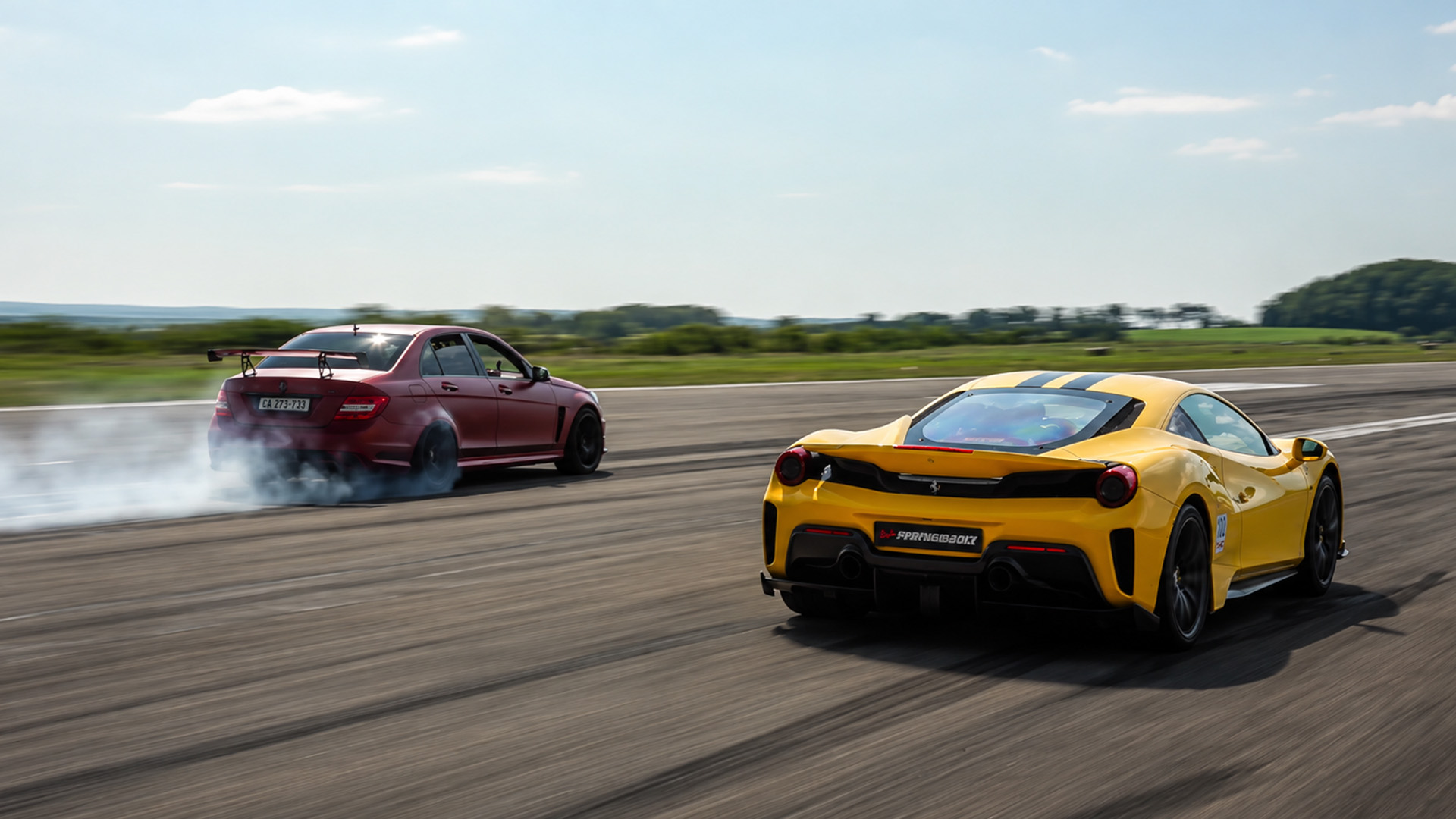 AMG C63 launches hard against Ferrari 488