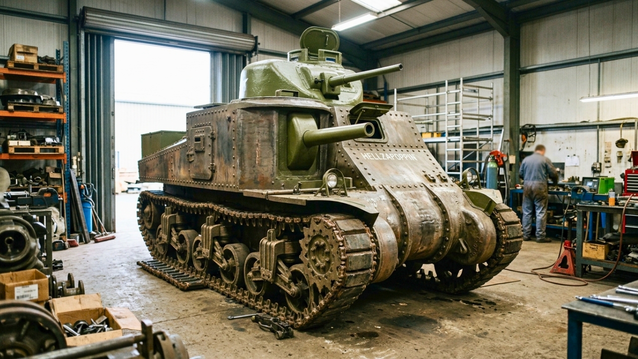 Britain’s only Lee tank entered a six-week restoration crunch