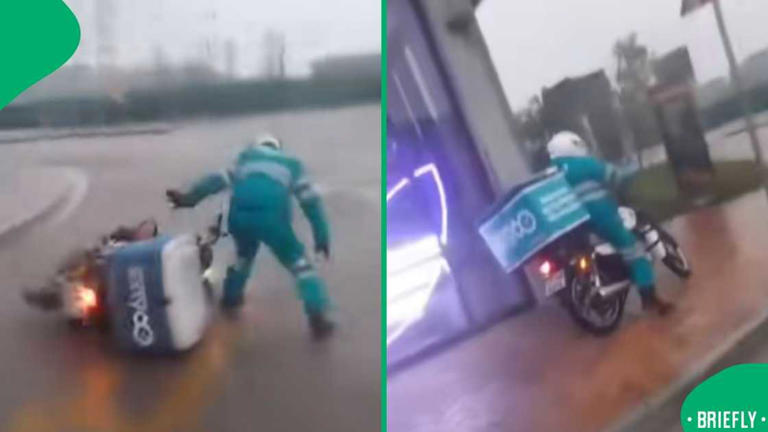 Viral video shows Checkers Sixty60 rider battling strong winds in Cape Town