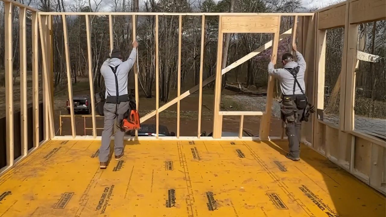 Building the second-floor walls