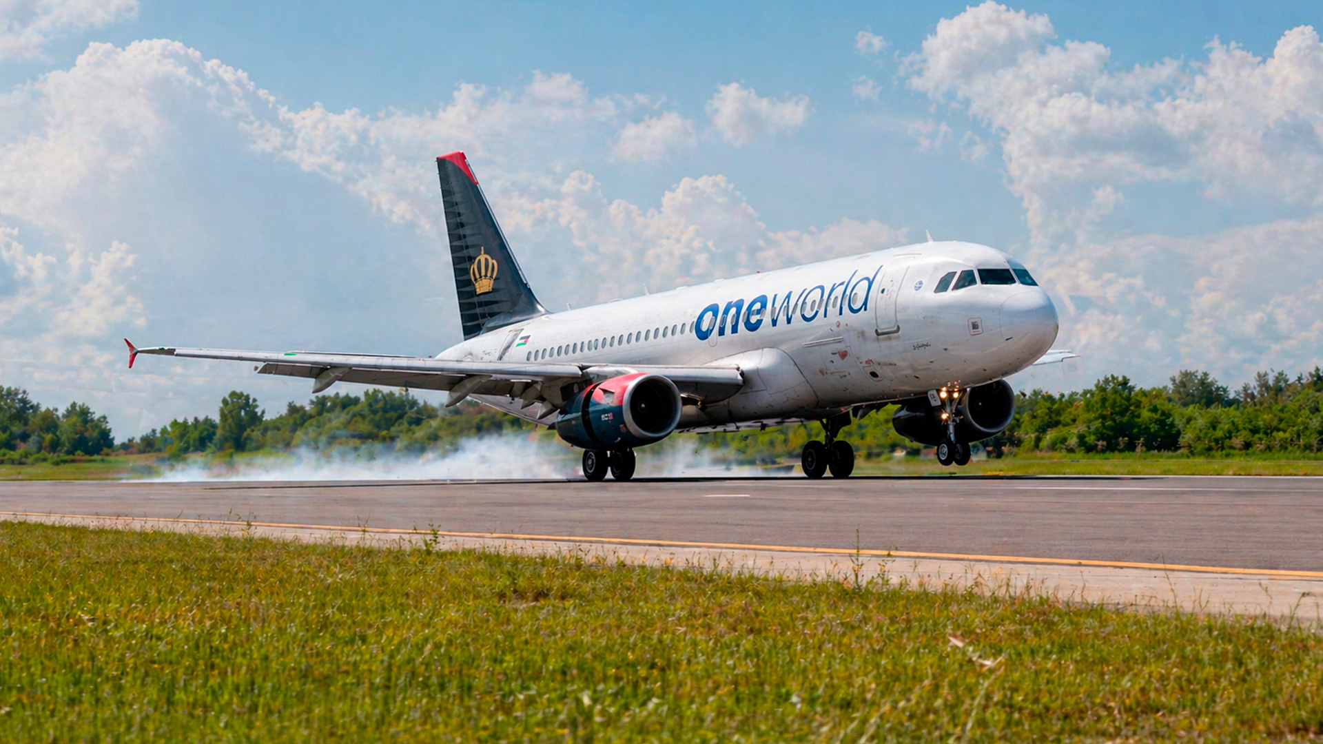 Aircraft lands long on runway caught on camera