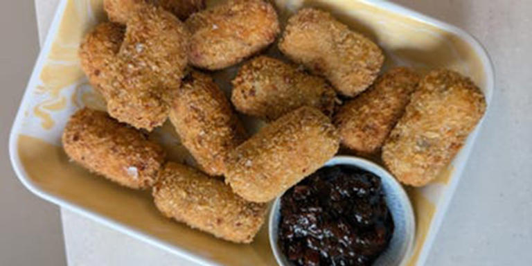 This cheesy ploughman's croquette recipe is filled with tangy pickle ...