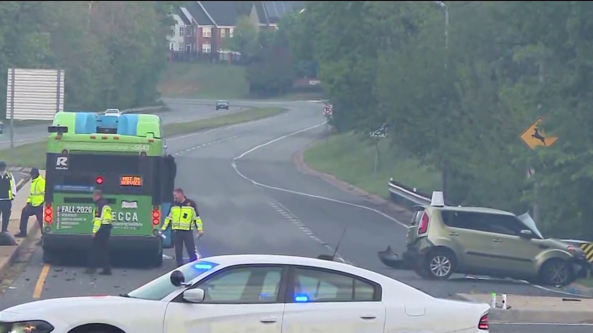 Crash between Ride On bus and car leaves one dead in Gaithersburg
