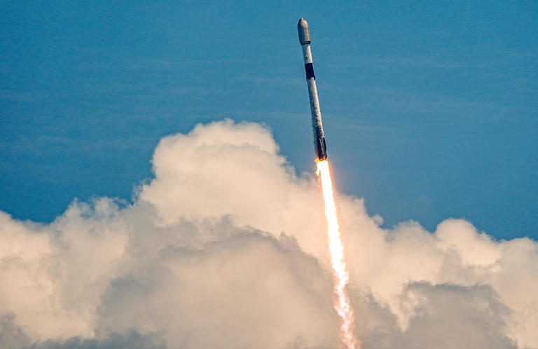 See SpaceX Falcon 9 rocket soar across sunny Space Coast sky on May Day