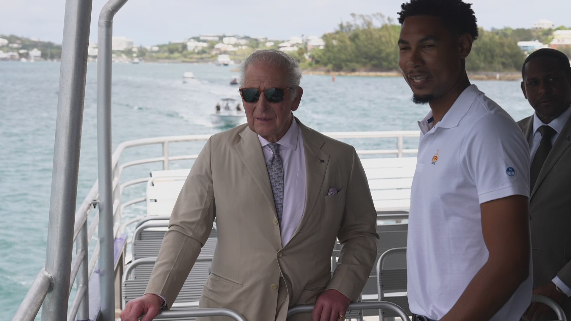 King Charles catches a ferry in Bermuda