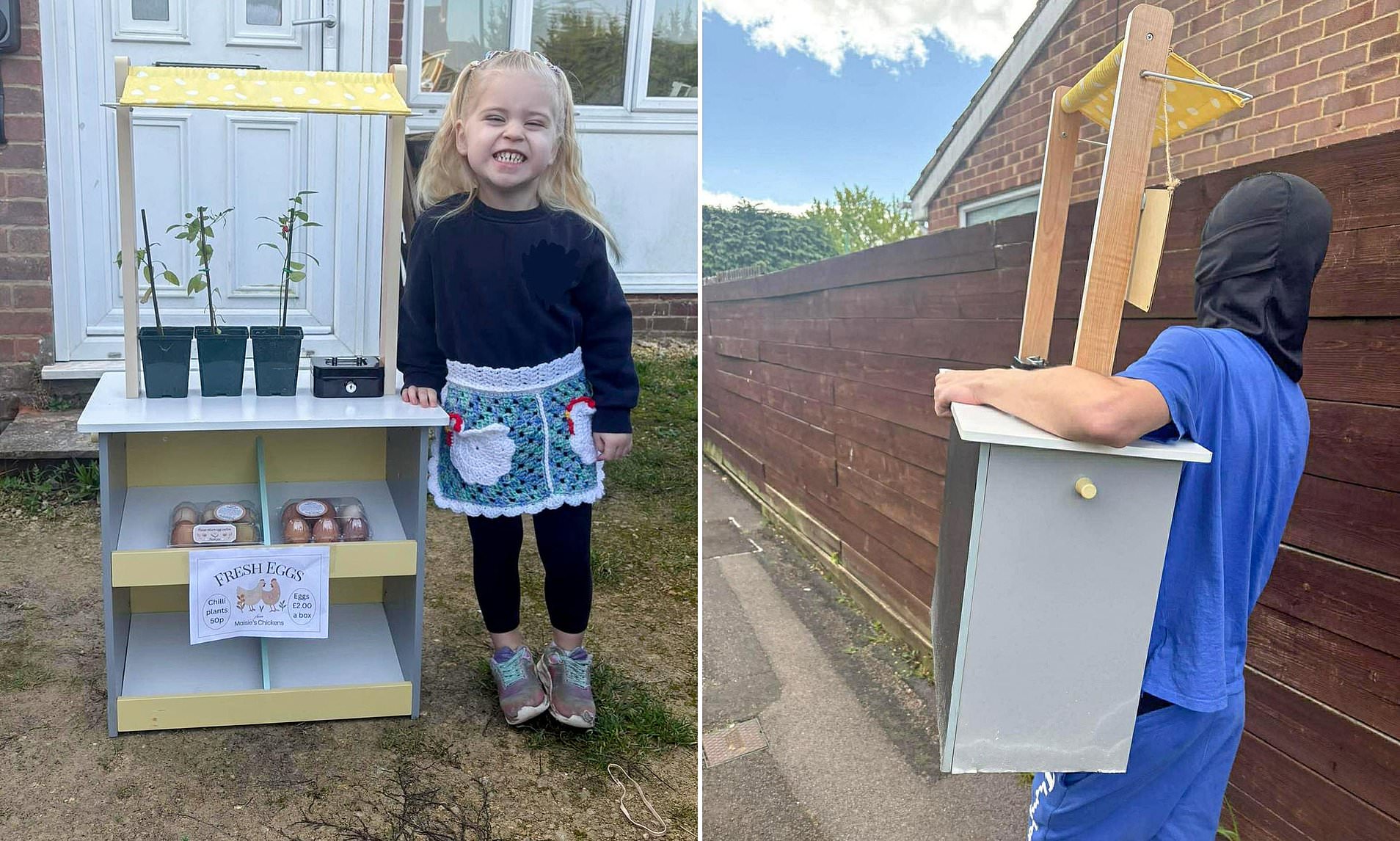 Girl, 4, gets new egg stall after birthday party ruined by balaclava ...