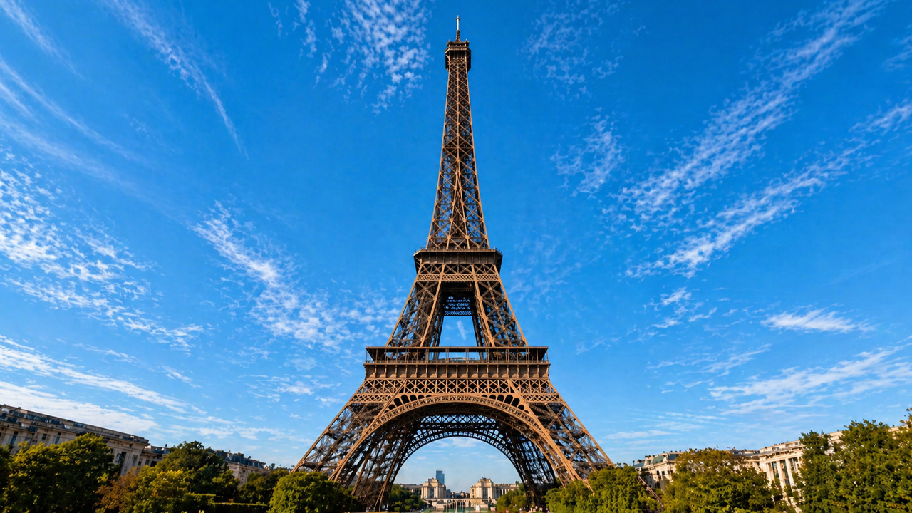 Eiffel Tower under clear blue sky in beautiful Paris city