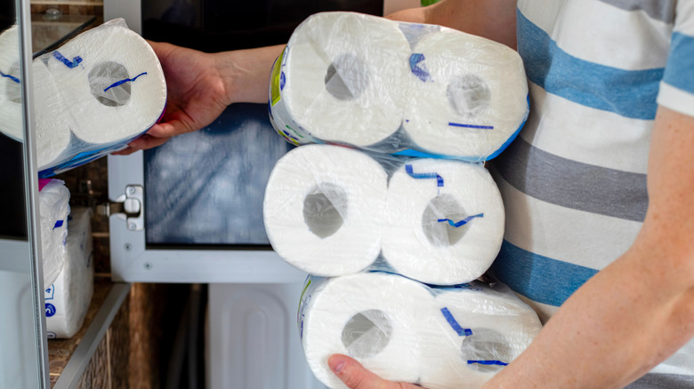 Not cabinets, not shelves: A space-saving hack for storing toilet paper ...
