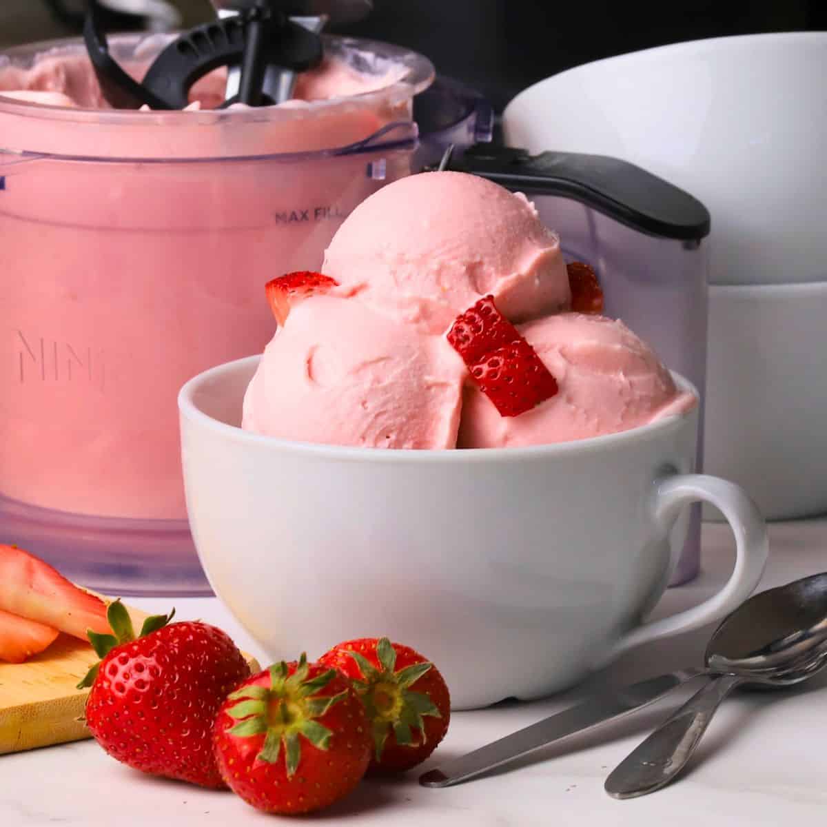 Low carb strawberry cottage cheese ice cream (Ninja Creami)