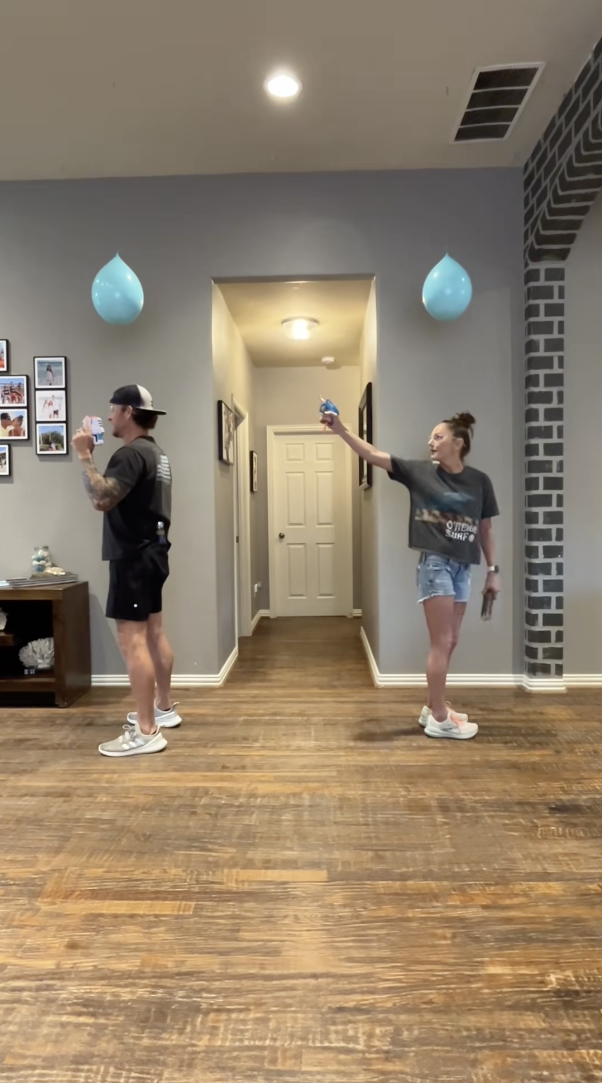Who’s faster at popping the balloon, me or hubby?