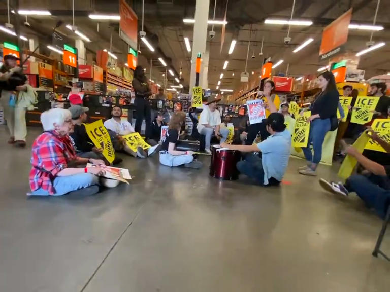 Anti-ICE DSA protesters descend on LA Home Depot for sit-in