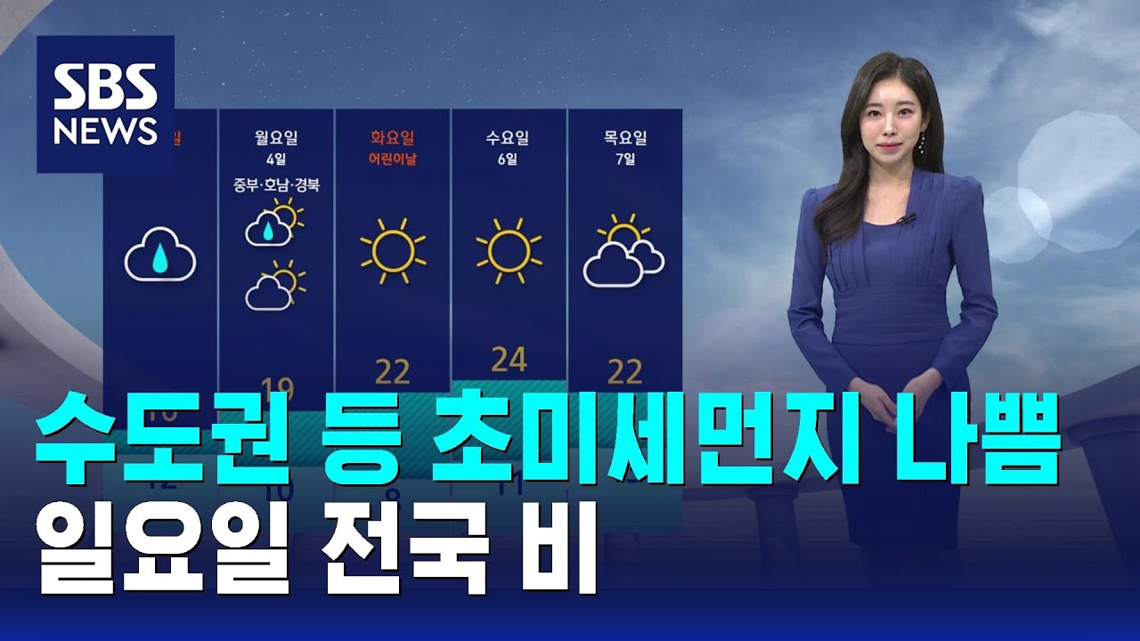 [날씨] 수도권 등 초미세먼지 나쁨, 일요일 전국 비 / SBS