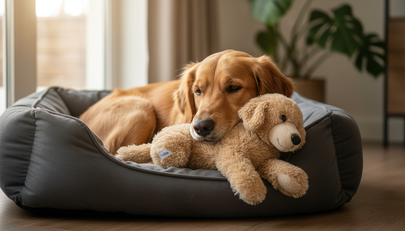 Dog who only had a stuffed toy for a friend gets a real puppy companion