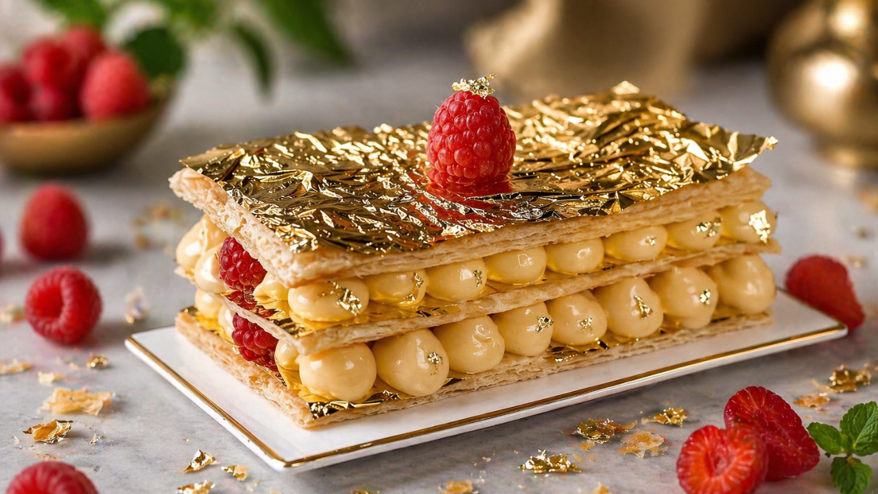 How to make elegant gold mille feuille dessert