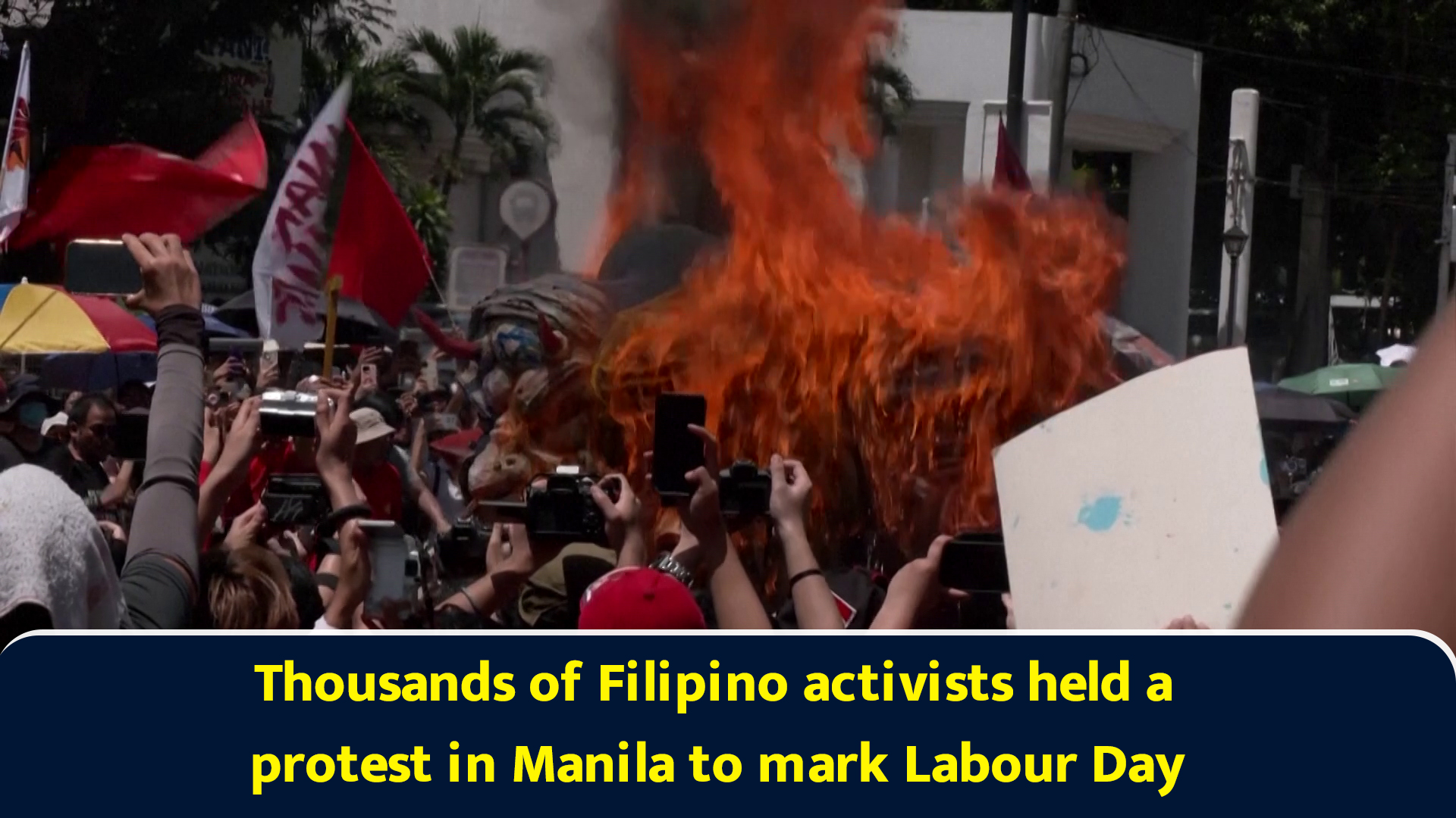 Thousands of Filipino activists held a protest in Manila to mark Labour Day