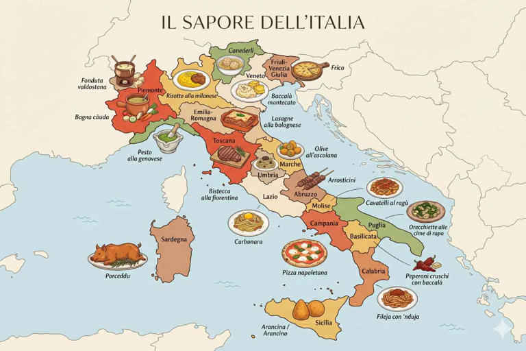 I piatti tipici della tradizione italiana regione per regione: la mappa ...