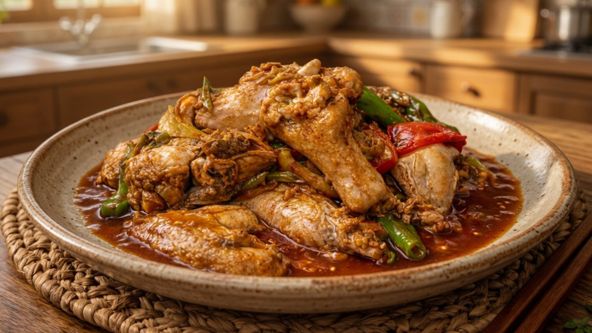 A simple Filipino chicken with vegetables and sauce