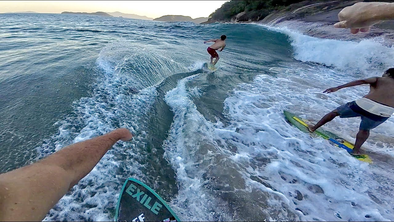POV skimboarding in Brazil: A wedge wave paradise