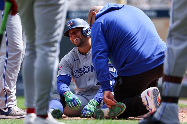 George Springer leaves Blue Jays game after being hit by pitch again on ...