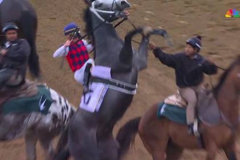 Kentucky Derby chaos as horse falls and throws jockey before race starts