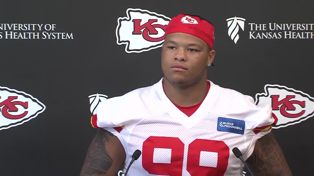 Head coach Andy Reid and new Chiefs players speak with the media