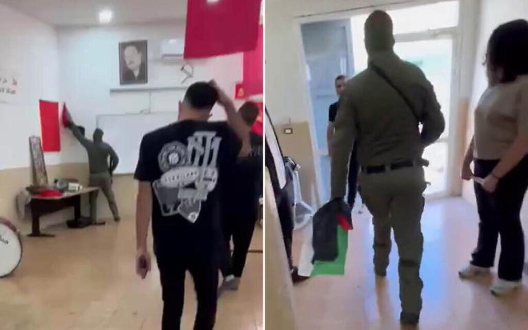Police raid Arab-majority party offices and confiscate Palestinian flag