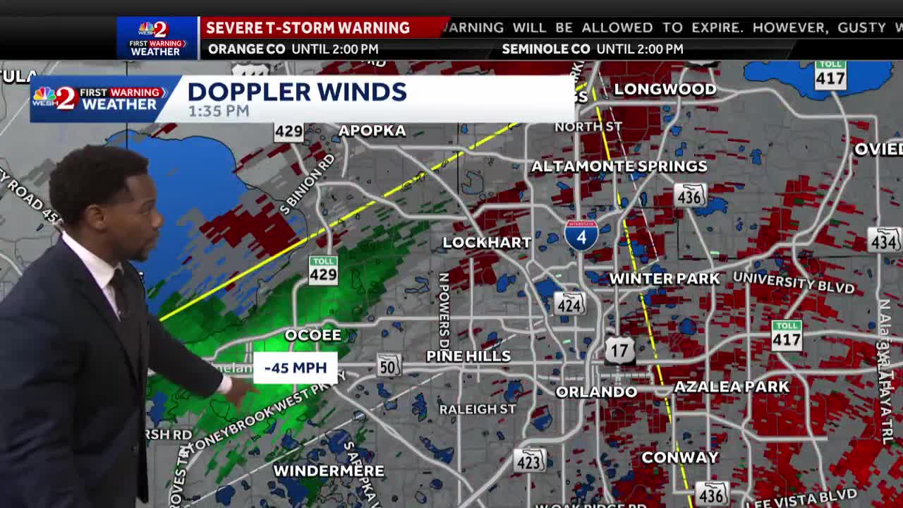 Severe thunderstorm warning issued for Orange, Seminole counties