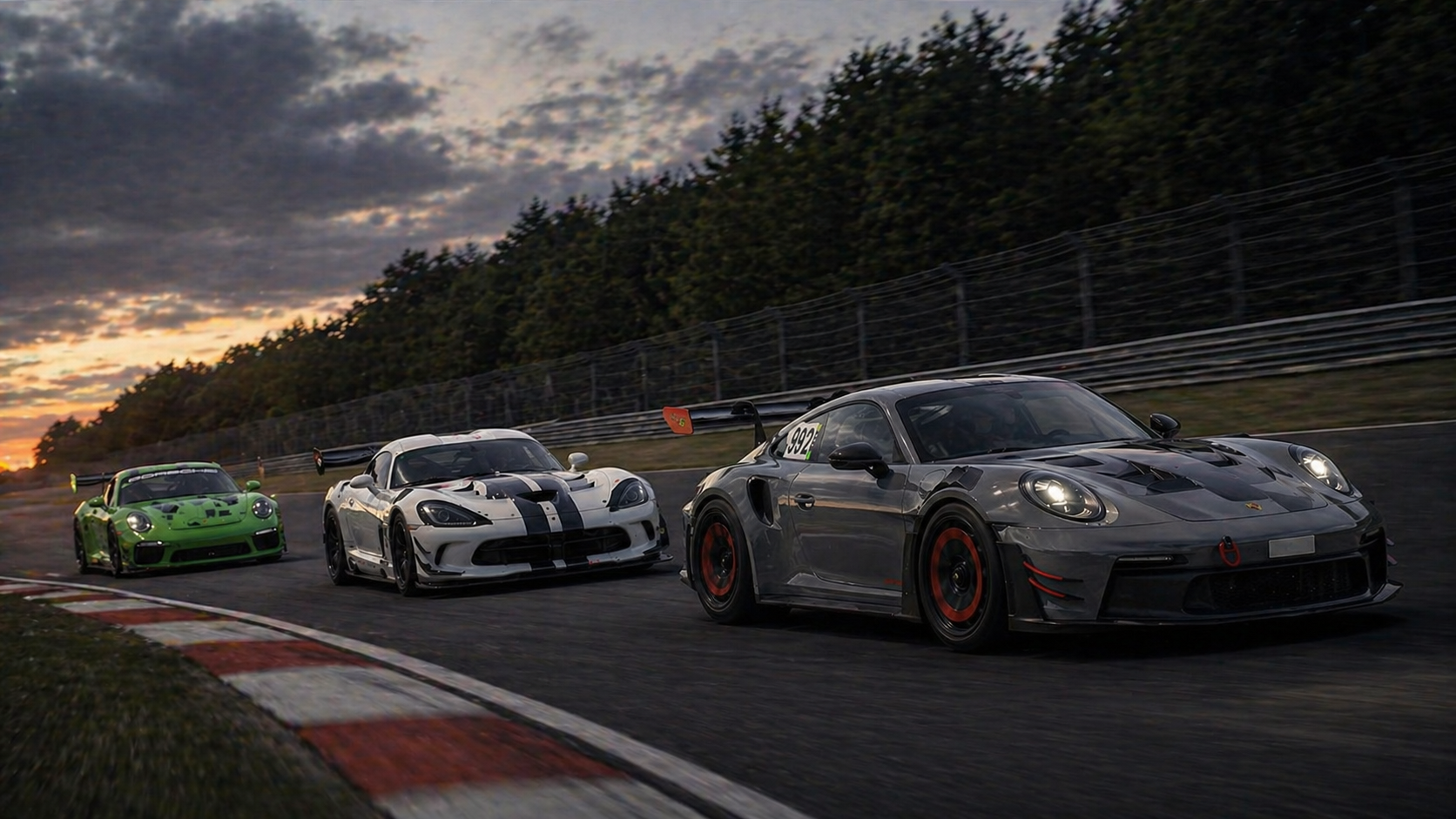 High speed chase at the Nürburgring with GT3 RS and Viper action