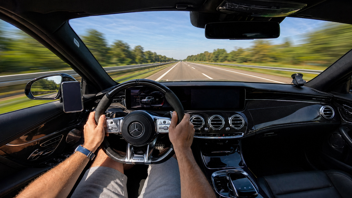Mercedes AMG S63 coupe hits high speeds on the Autobahn