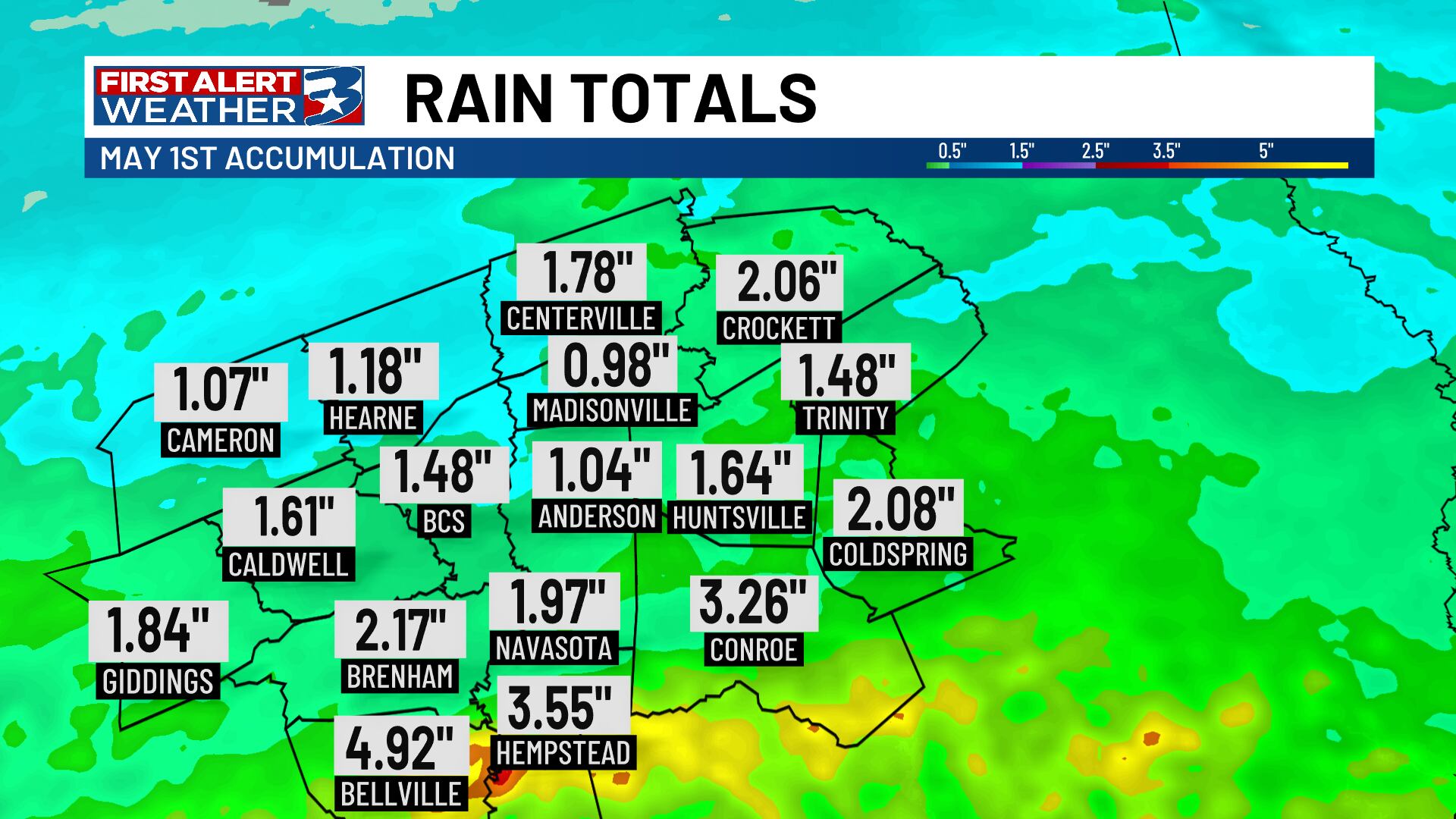 Rain totals: A soaking start to May