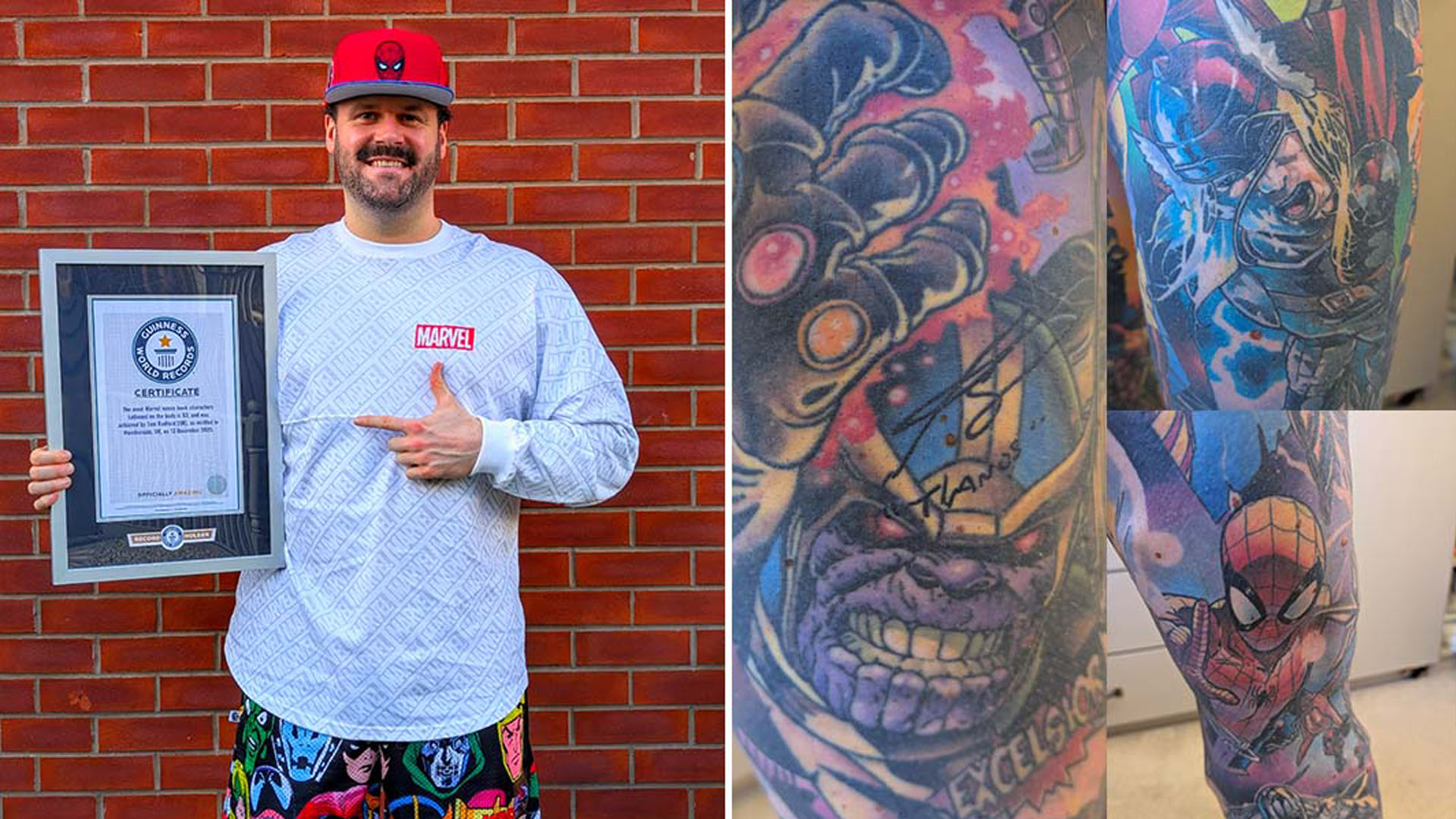 UK Marvel fan breaks world record with 63 comic book character tattoos