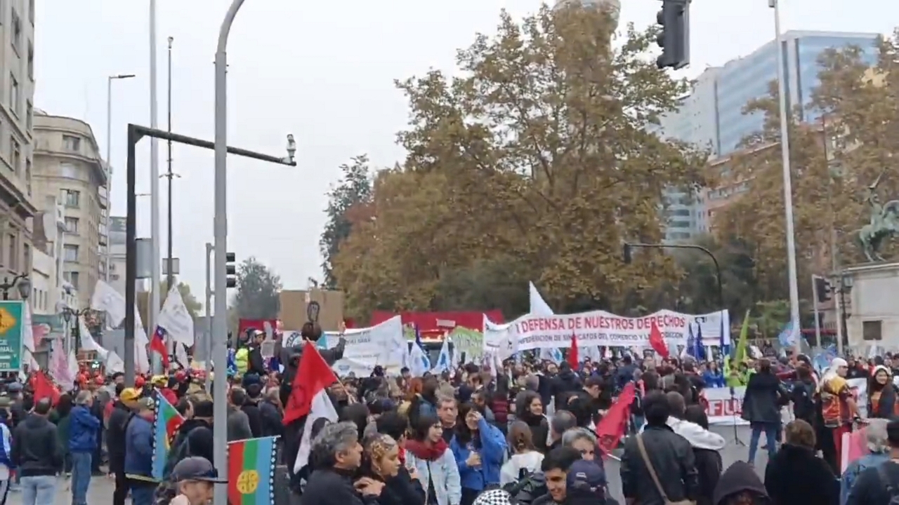 Labor Day march in downtown Santiago