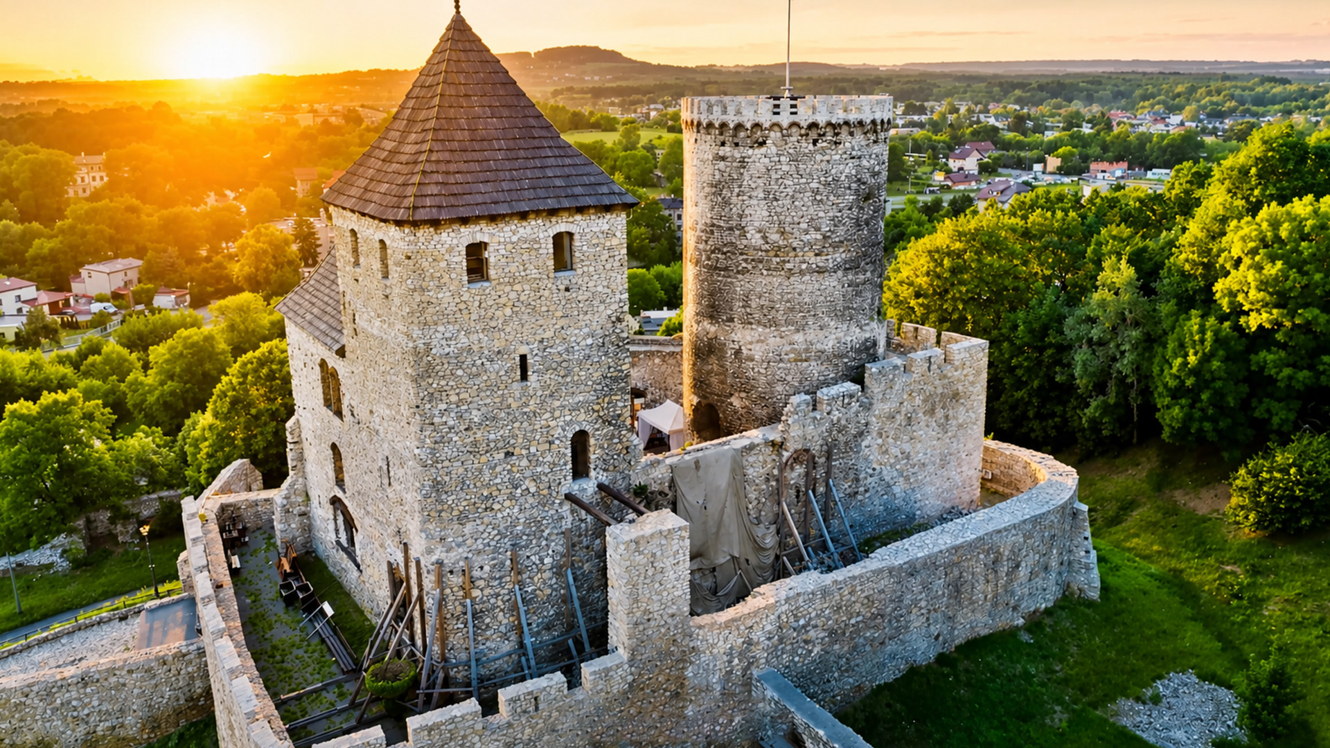 A medieval stone castle standing strong in Poland