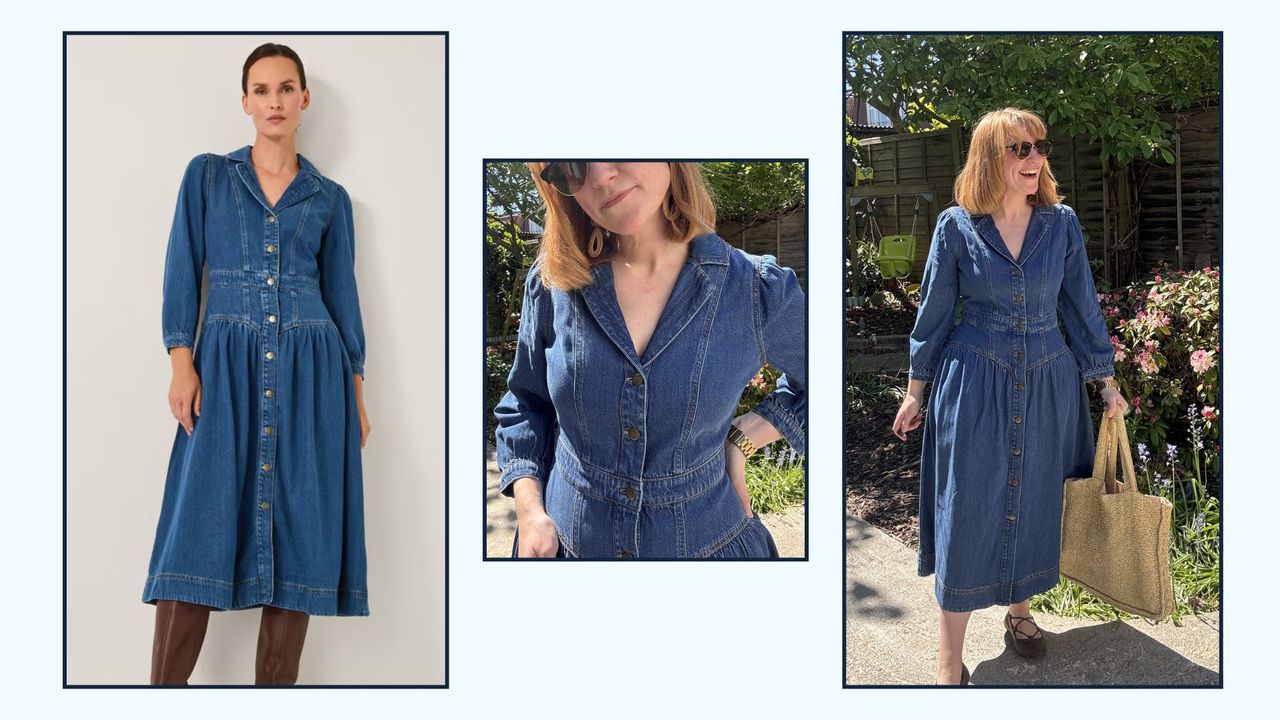 I can't resist a dress that makes me feel good, and this denim design ...