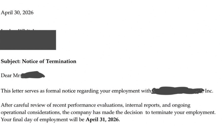 Boss tells employee they're going to be fired on April 31st as a joke