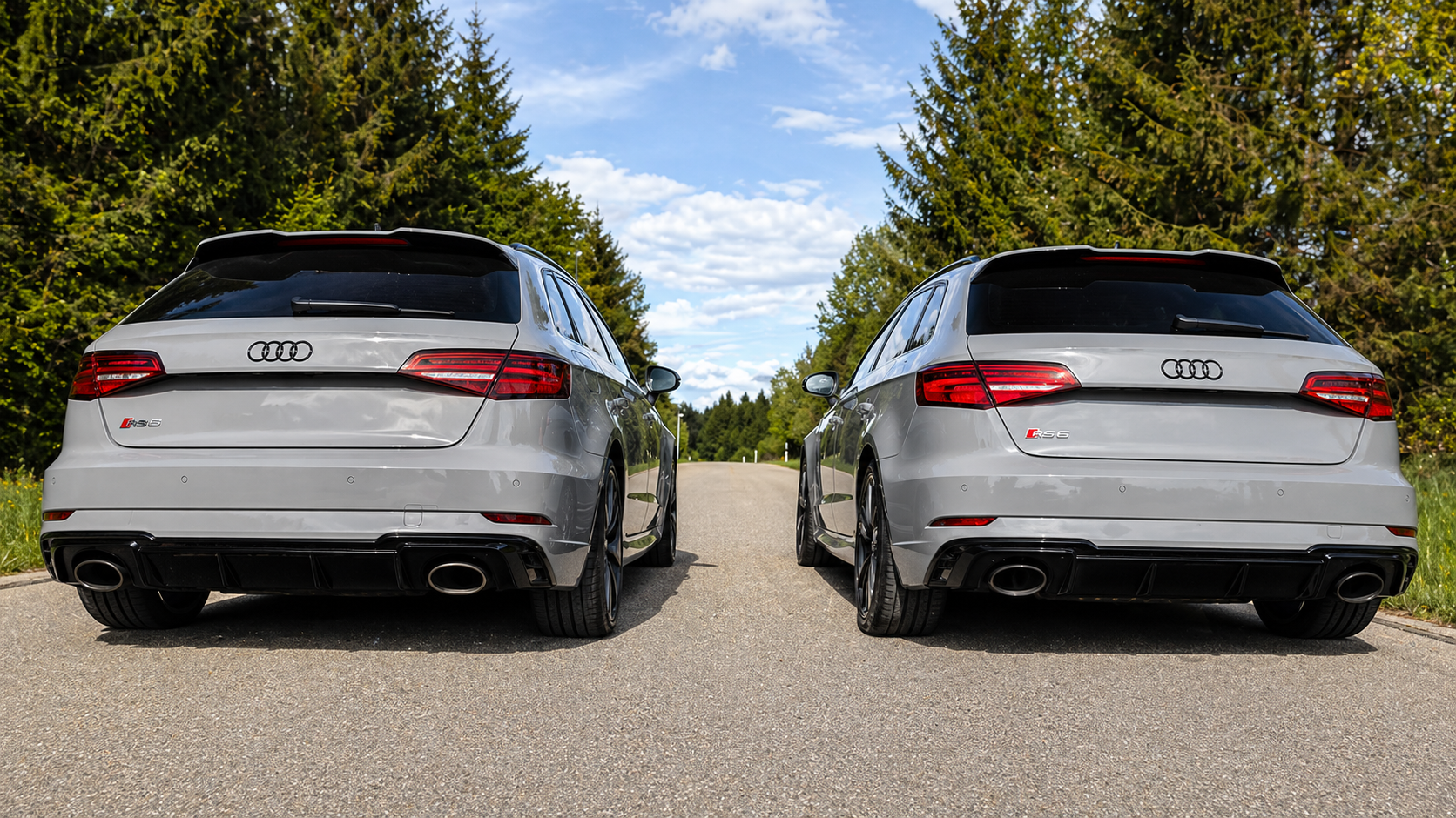 Vergleich von Serien- und getuntem Audi RS3 mit APR Stage 555 Setup
