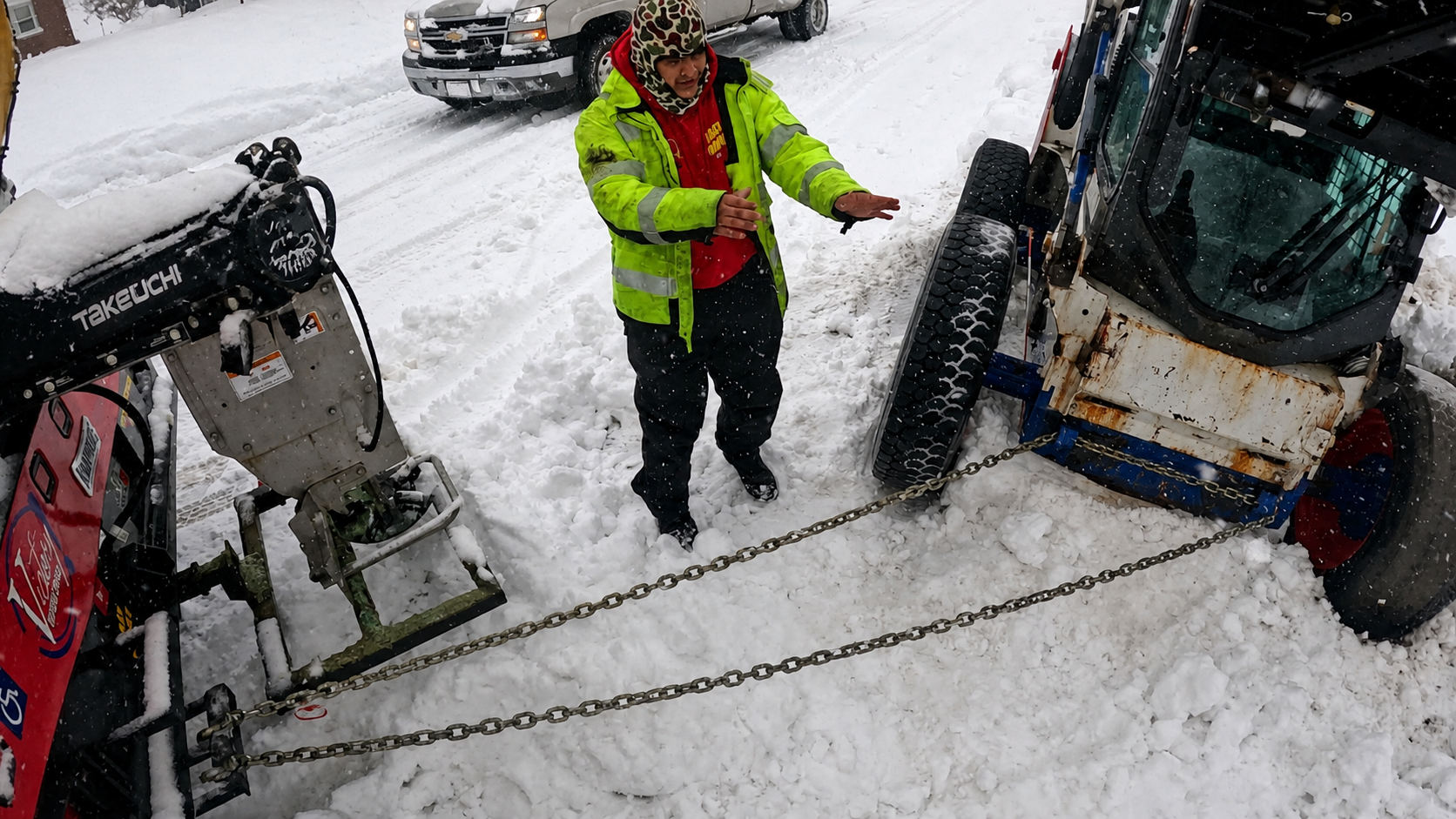 Plowing more snow after the blizzard