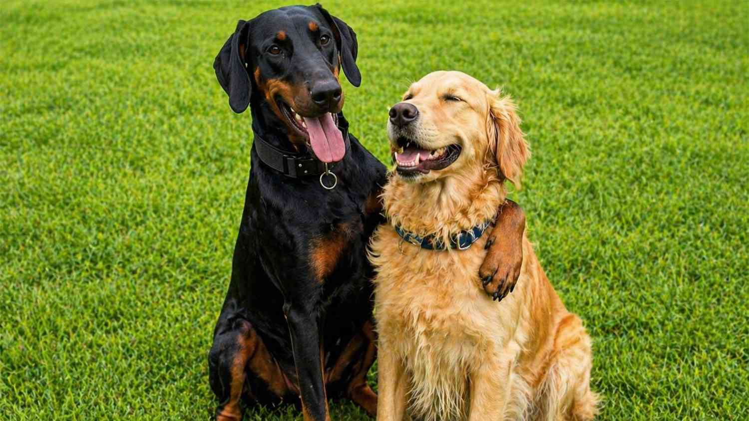 Golden retriever’s bond with his puppy sister after one year