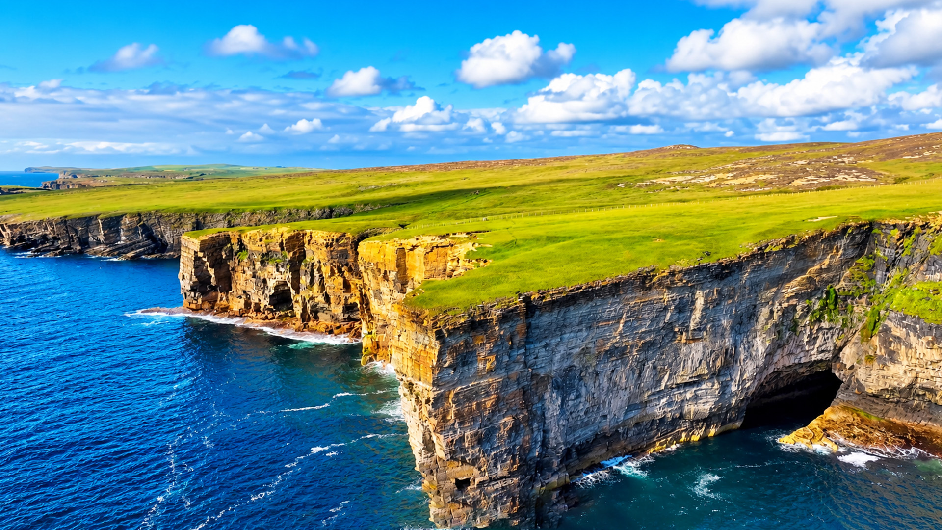 Rugged cliffs facing the power of the Atlantic Ocean