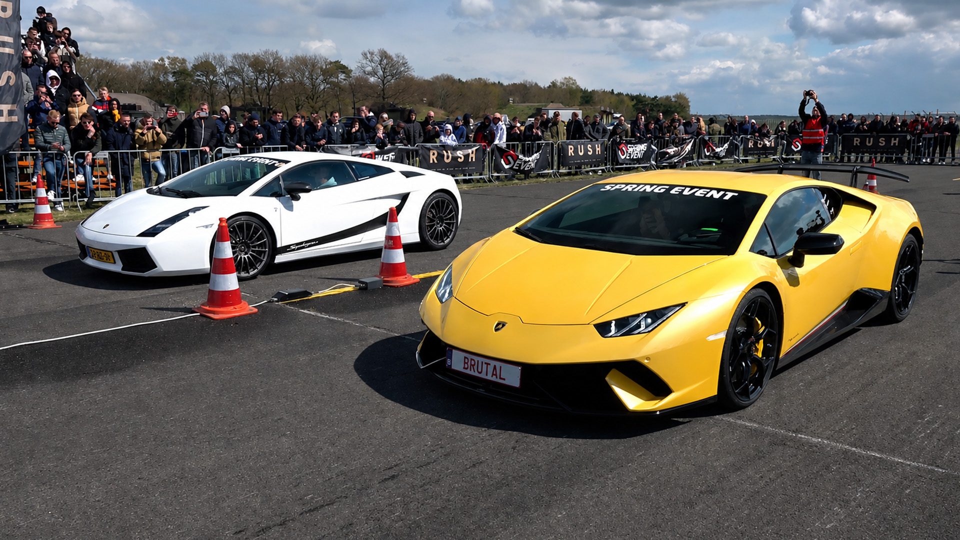 Old school and modern Lamborghini drag race battle