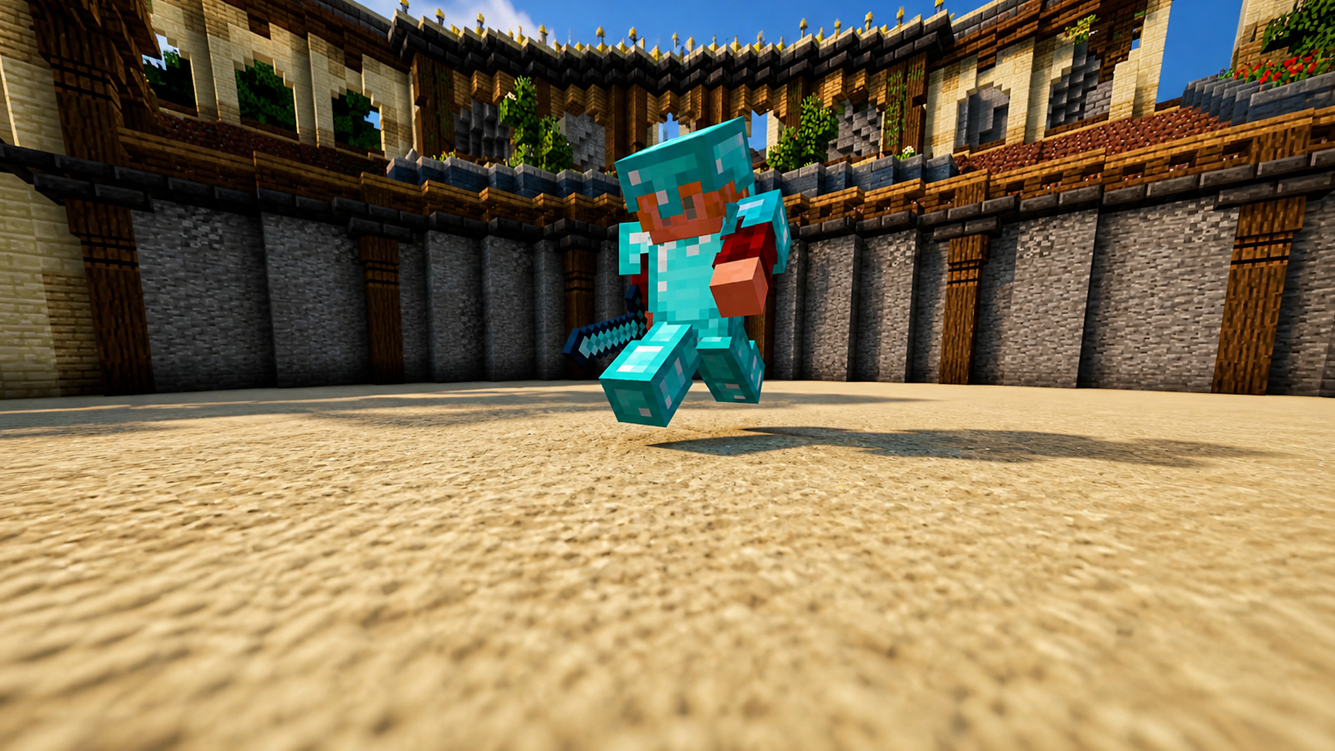 Minecraft crystal player versus player combat gameplay
