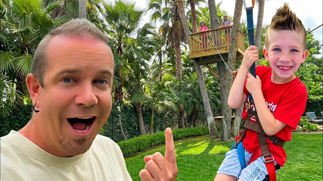 Building a giant zipline in our backyard! 🤩